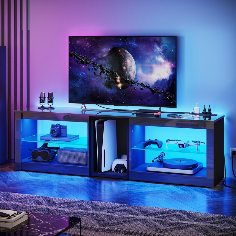 Black tv cabinet with led lights store
